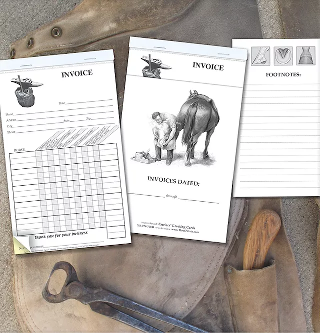 Farriers Greeting Cards 2-Part Carbonless Invoice Pads for Farriers